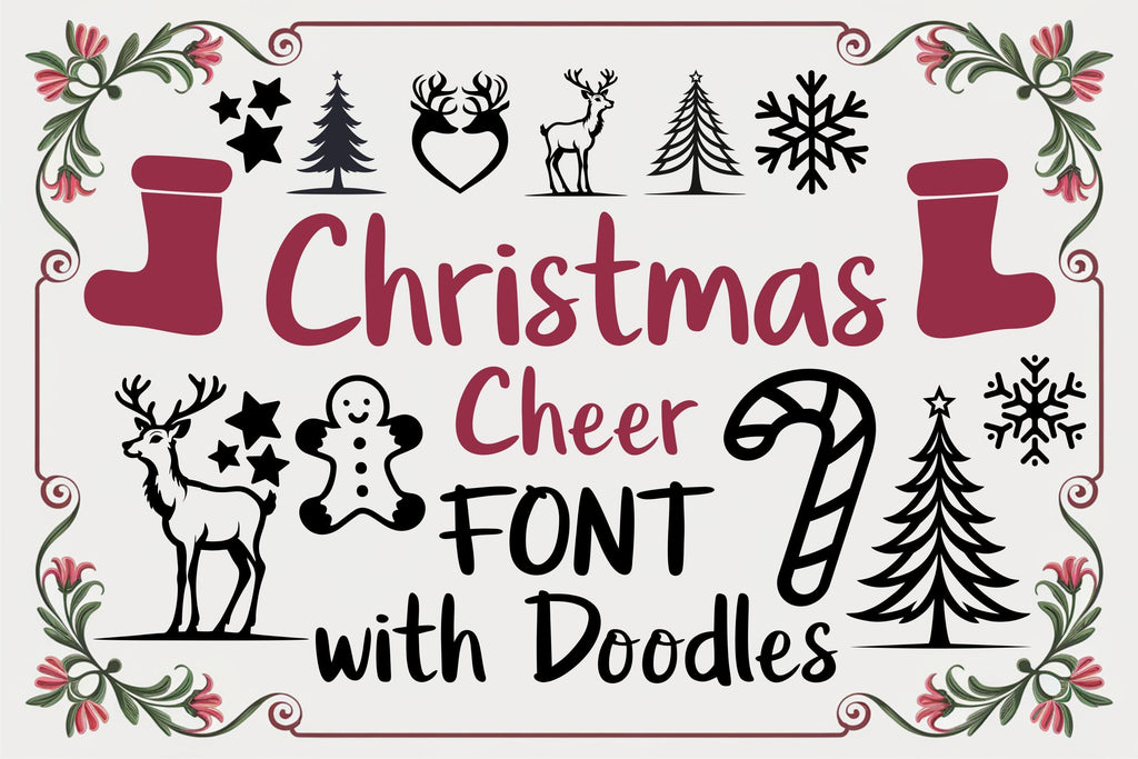 Christmas Fonts Bundle | Handwritten Cheer Font & Doodles | Holiday De ...