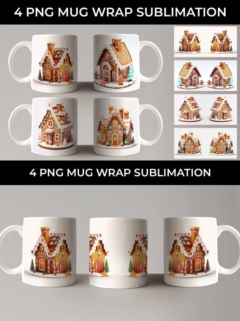 Christmas Gingerbread House PNG Mug Wrap Sublimation Bundle - So Fontsy