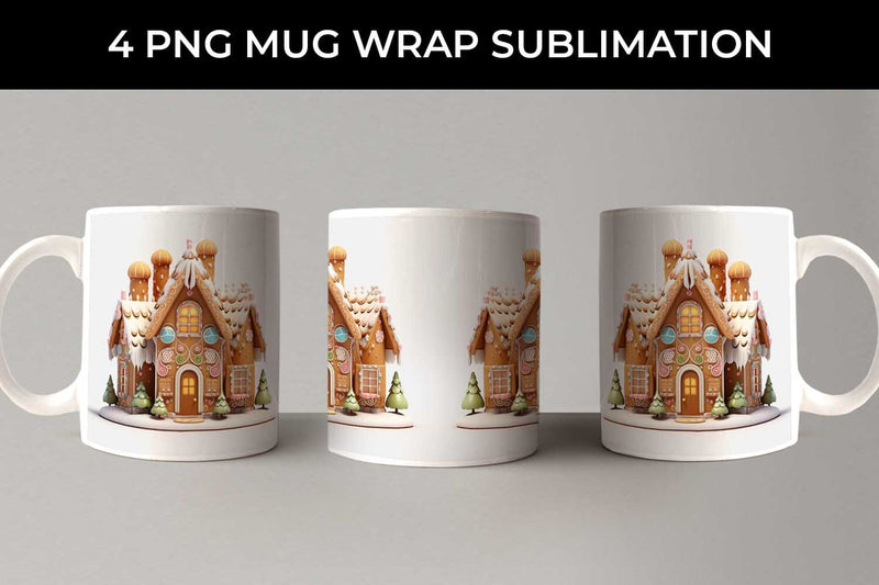 Christmas Gingerbread House PNG Mug Wrap Sublimation Bundle - So Fontsy