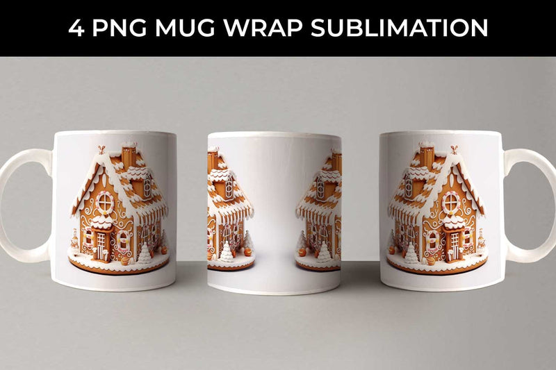 Christmas Gingerbread House PNG Mug Wrap Sublimation Bundle - So Fontsy