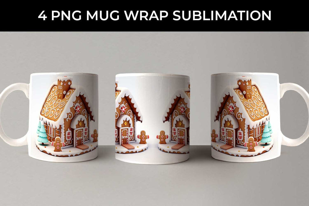 Christmas Gingerbread House PNG Mug Wrap Sublimation Bundle - So Fontsy