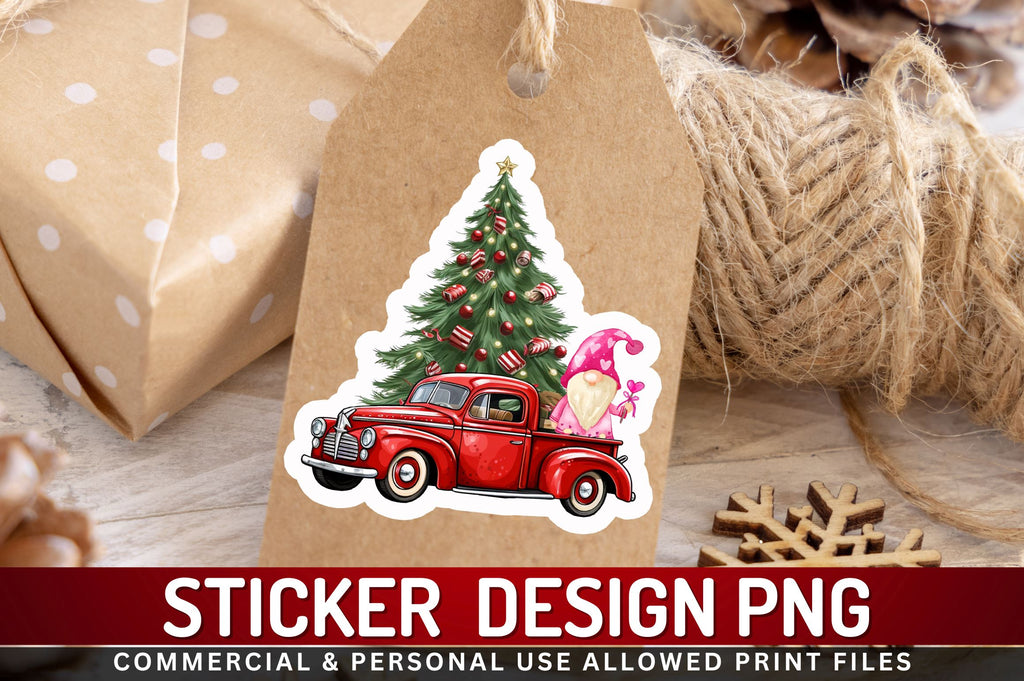 Christmas gnome car Sticker Bundle - So Fontsy