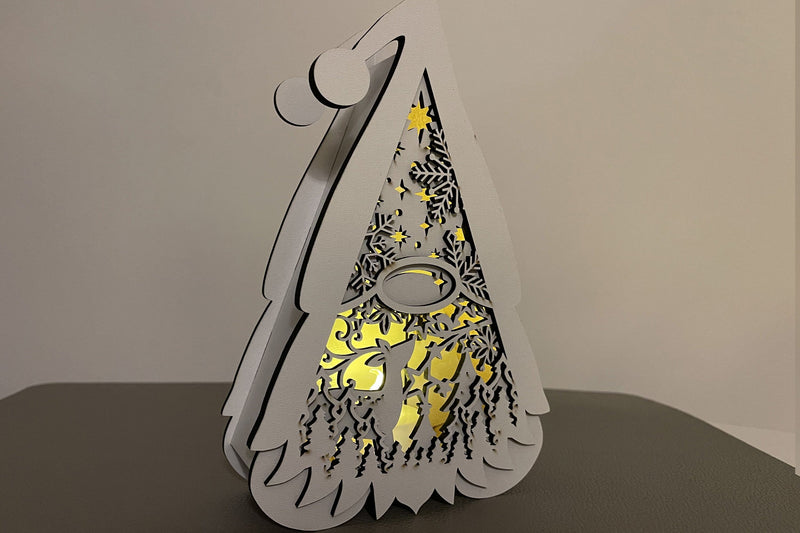 Christmas Gnome Light Box, Laser Cut Template - So Fontsy