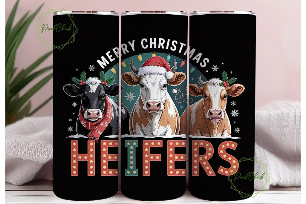 Christmas Heifers 20oz Tumbler Wrap - So Fontsy