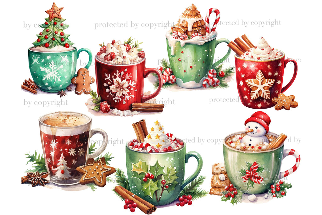 Christmas Hot Cocoa PNG | Christmas Coffee Clipart Set - So Fontsy