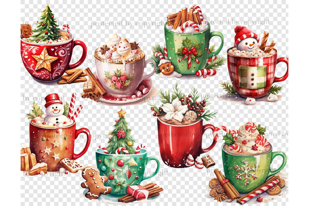 Christmas Hot Cocoa PNG | Christmas Coffee Clipart Set - So Fontsy