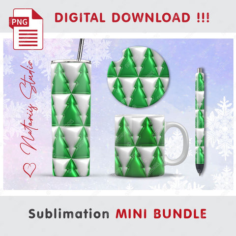 Christmas Inflated Mini Bundle - Tumbler, Mug, Pen, Coaster. - So Fontsy