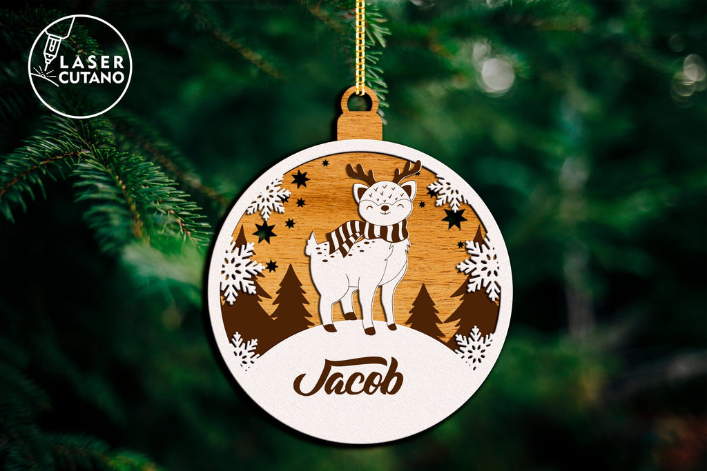 Christmas Names Ornaments Set of 12, Laser Cut Files - So Fontsy