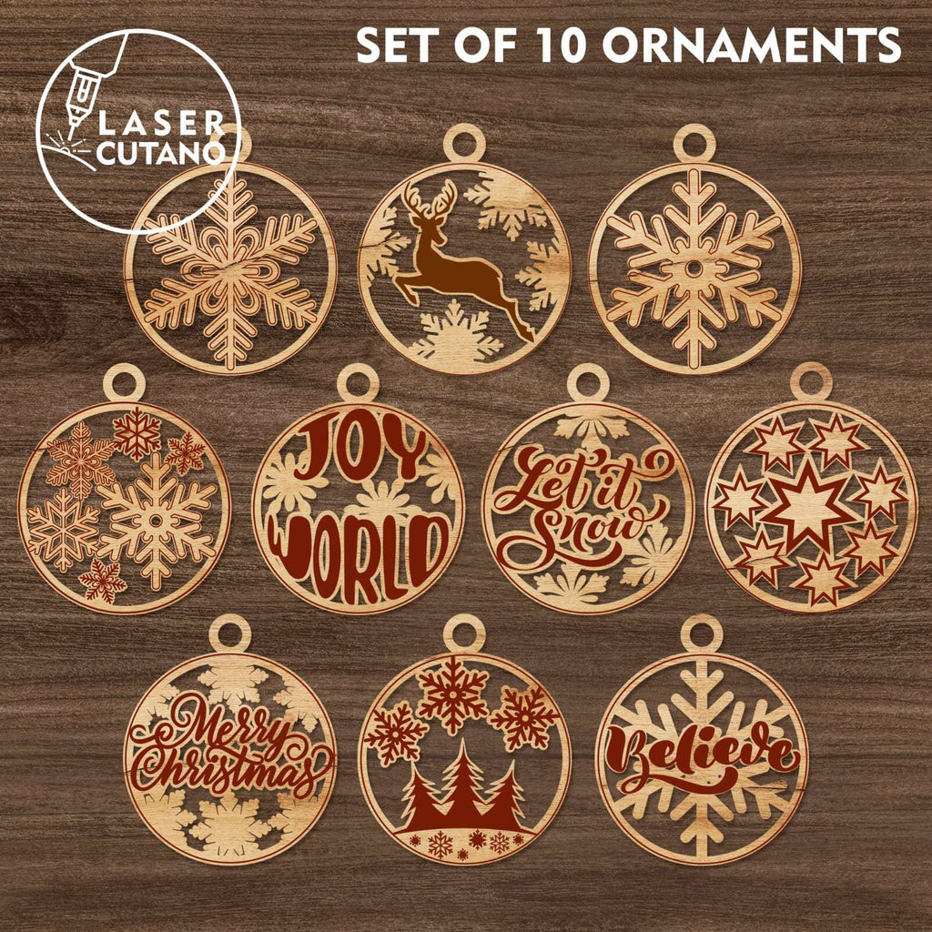 Christmas Ornaments with Boxes Bundle, Laser Cut Files, Wood Cut ...