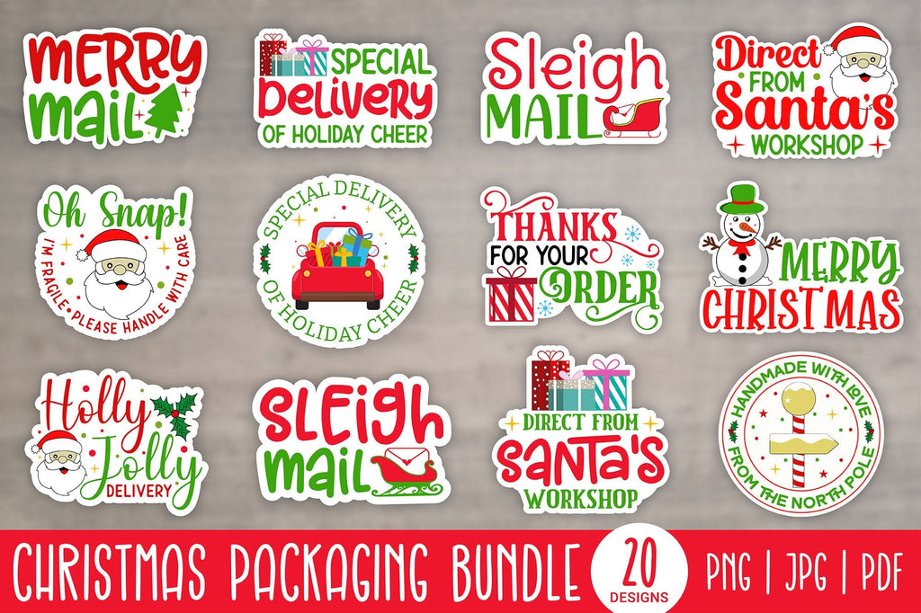 Christmas Packaging Stickers Bundle Vol.3 - So Fontsy