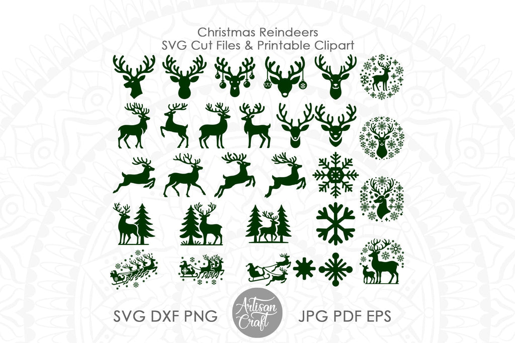 Christmas reindeer SVG, cut files | So Fontsy