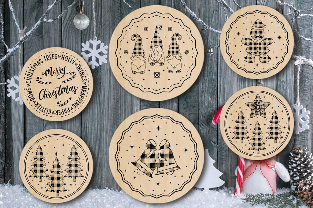 Christmas Round Laser Cut SVG Bundle - So Fontsy