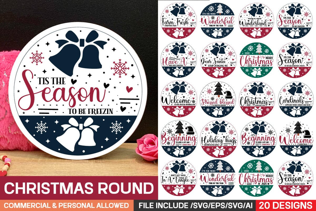 Christmas Round Sign Bundle/ farmhouse porch sign design,SVGs,Quotes ...