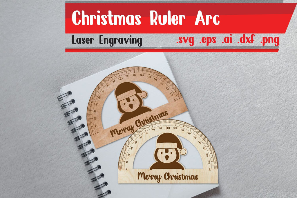 Christmas Ruler Arch - Penguin Ruler Protactor - So Fontsy