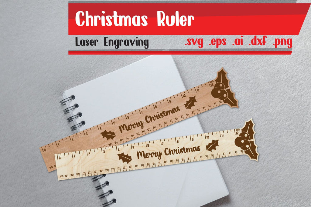 Christmas Ruler | Christmas Wooden Ruler | Ruler Engraving - So Fontsy