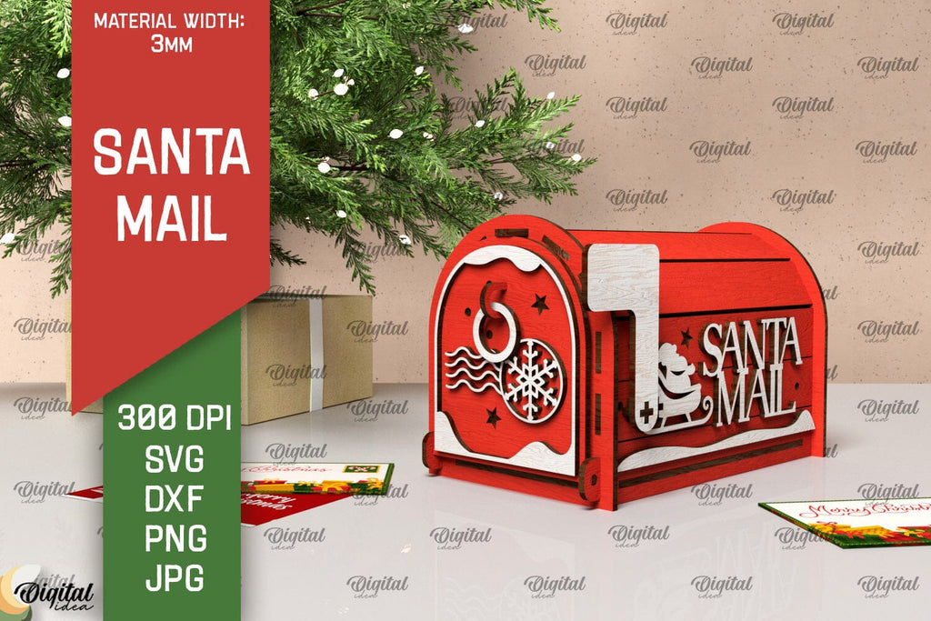 Christmas Santa Mail Laser Cut. Letters to Santa MailBox SVG - So Fontsy