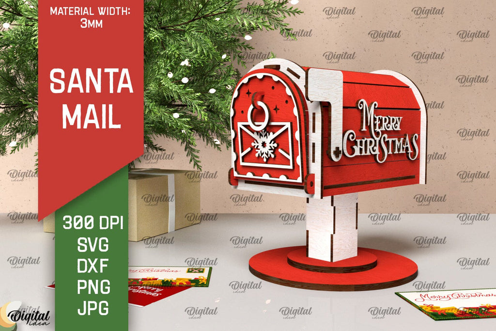 Christmas Santa Mail Laser Cut. Letters to Santa MailBox SVG - So Fontsy