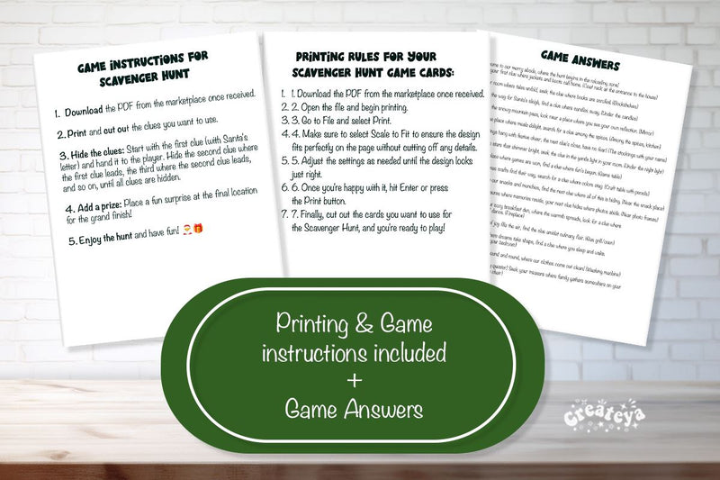 Christmas Scavenger hunt Printable cards for kids game - So Fontsy