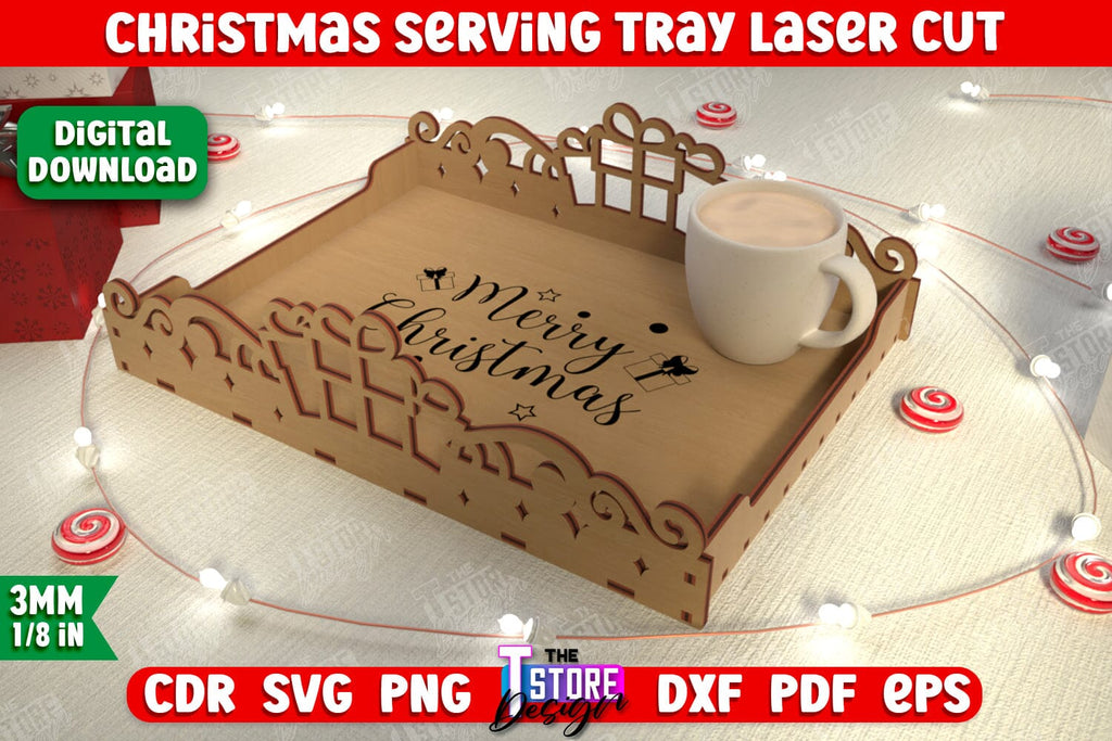 Christmas Serving Tray | Snack Appetizer Tray | Holiday Tray Template ...