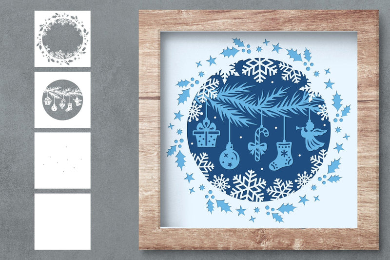 Christmas shadow box bundle, 3d layered svg papercut - So Fontsy
