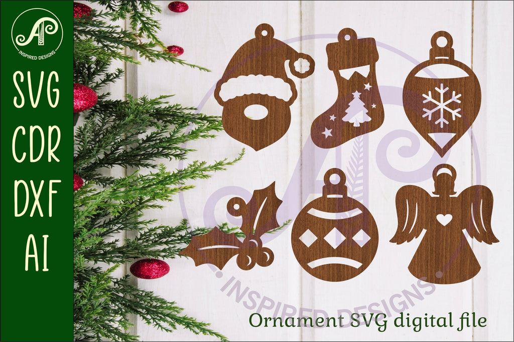 Christmas shape ornaments laser cut outs SVG file 1 - So Fontsy