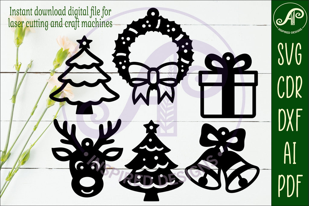 Christmas shape ornaments laser cut outs SVG file 3 - So Fontsy
