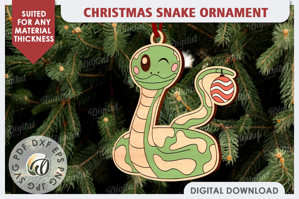 Christmas Snake Ornament Laser Cut. Christmas Ornament SVG - So Fontsy