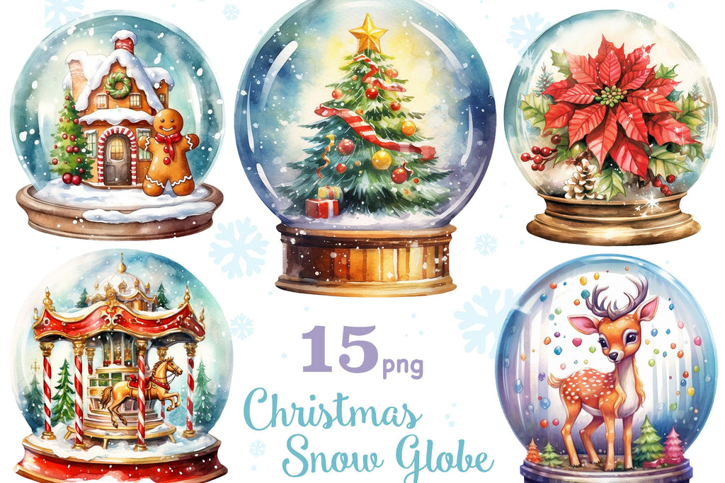 Christmas Snow Globe PNG | Christmas Ball Clip Art Set - So Fontsy