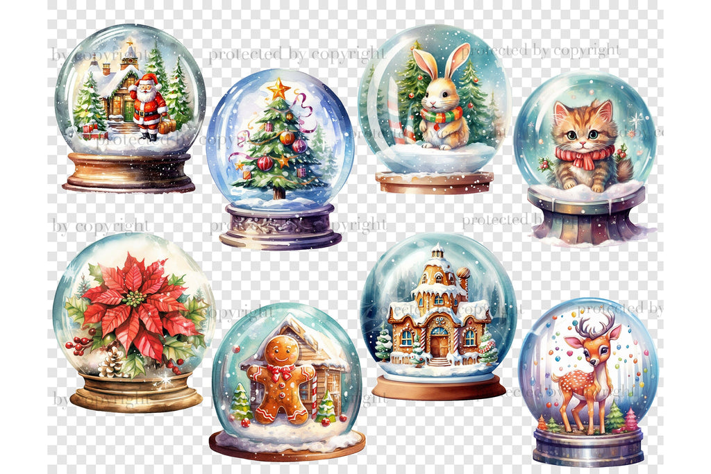 Christmas Snow Globe PNG | Christmas Ball Clip Art Set - So Fontsy