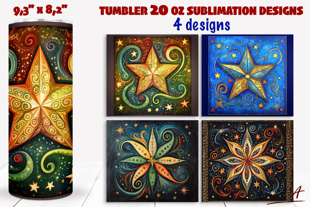 Christmas star tumbler wrap sublimation, 3d Christmas star - So Fontsy