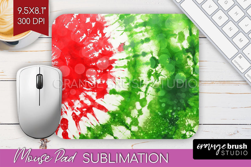 Christmas Tie Dye Mouse Pad Sublimation - Glitter Mouse Pad - So Fontsy