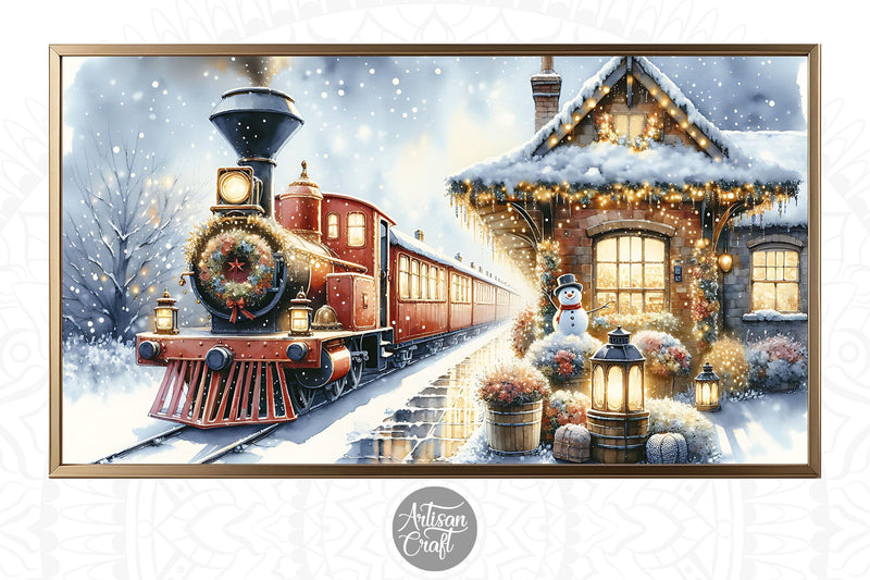 Christmas Train TV Art, Christmas Frame TV art | So Fontsy