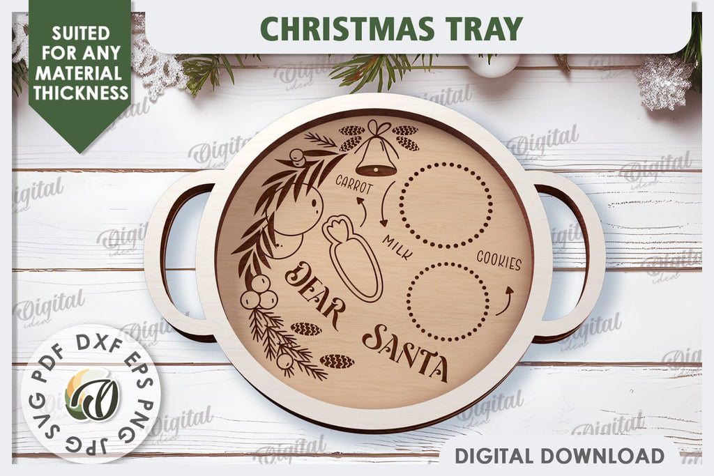 Christmas Tray Laser Cut Design. Wooden Serving Tray SVG - So Fontsy