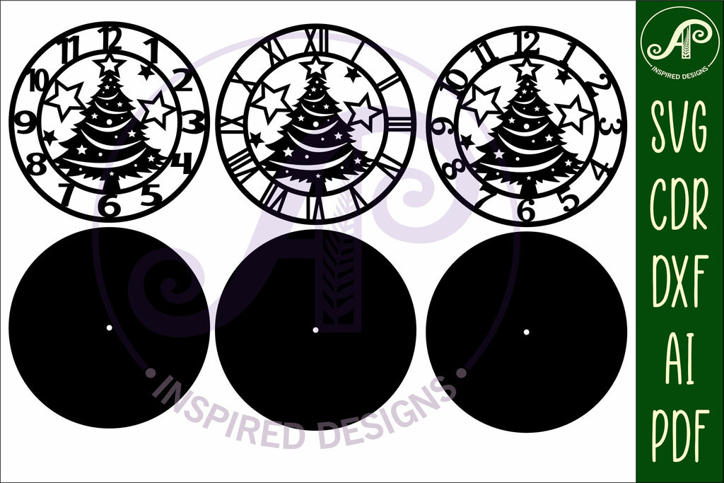 Christmas tree clock laser cut files, SVG - So Fontsy