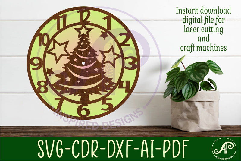 Christmas tree clock laser cut files, SVG - So Fontsy