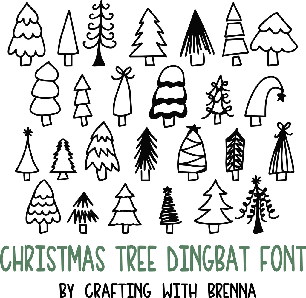 Christmas Tree Dingbat OTF, Fonts for Crafting, Handwritten Font - So ...