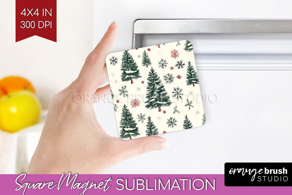 Christmas Tree Magnet Sublimation - Vintage Christmas Magnet - So Fontsy