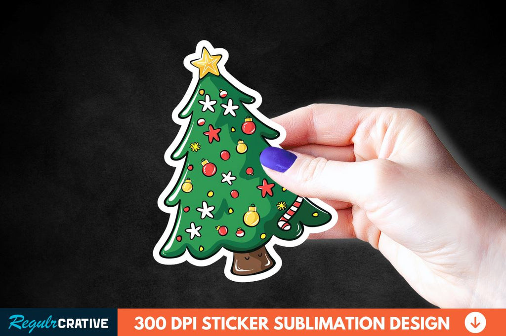 Christmas Tree Shape Sticker Clipart - So Fontsy