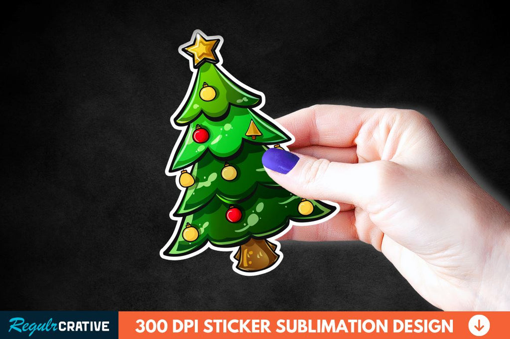 Christmas Tree Shape Sticker Clipart - So Fontsy