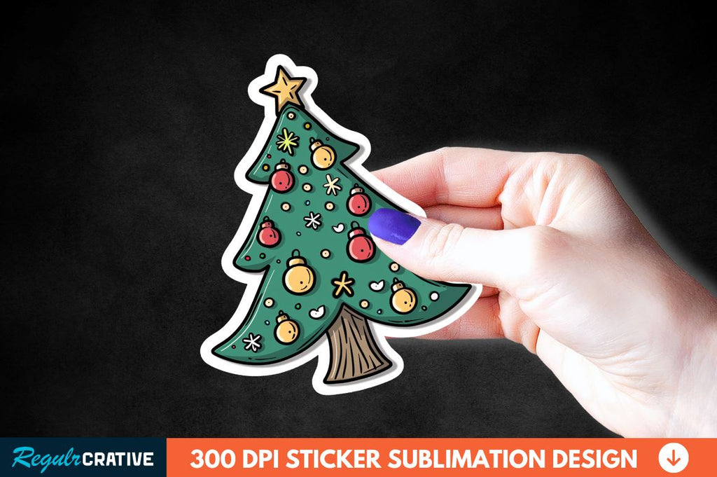Christmas Tree Shape Sticker Clipart - So Fontsy