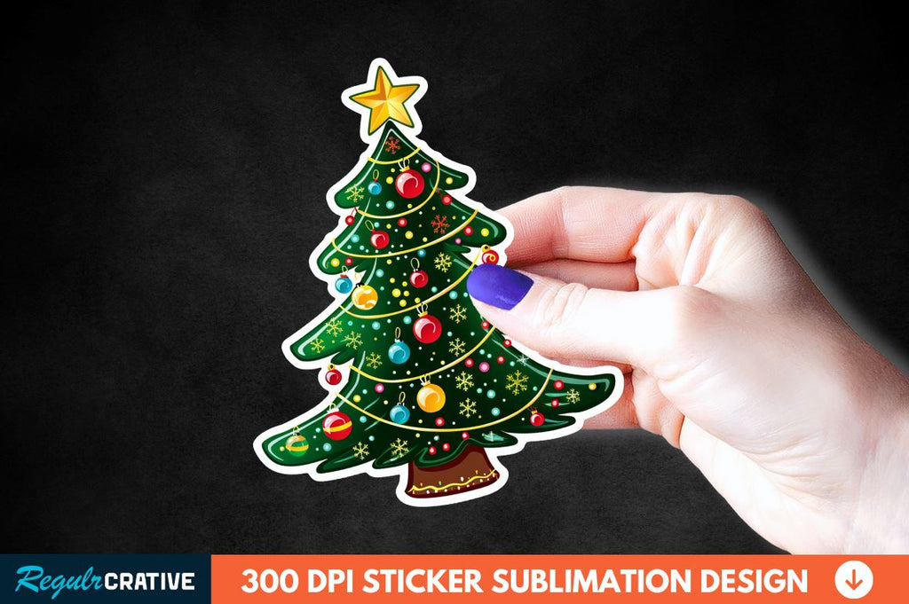 Christmas Tree Shape Sticker Clipart - So Fontsy