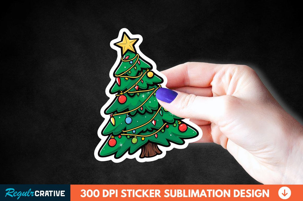 Christmas Tree Shape Sticker Clipart - So Fontsy