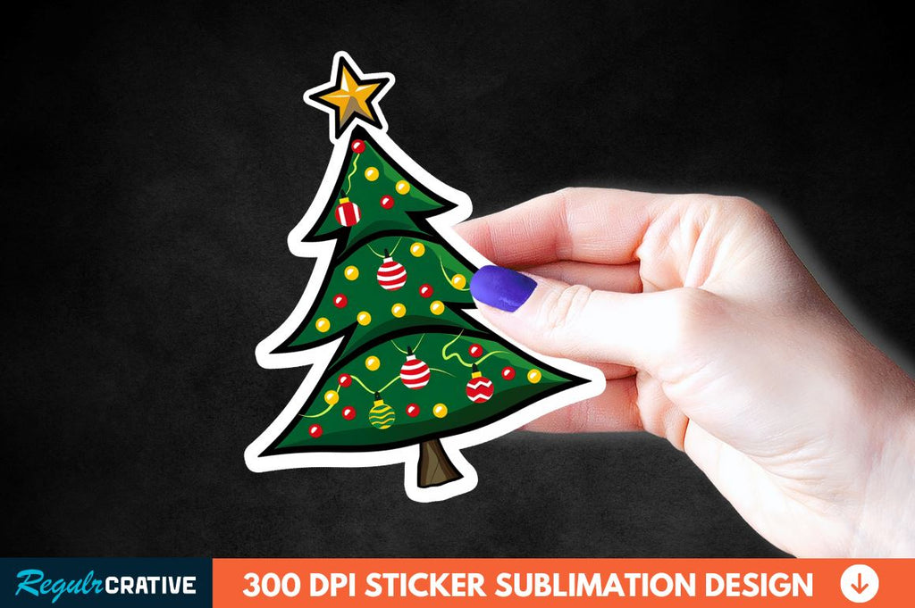 Christmas Tree Shape Sticker Clipart - So Fontsy
