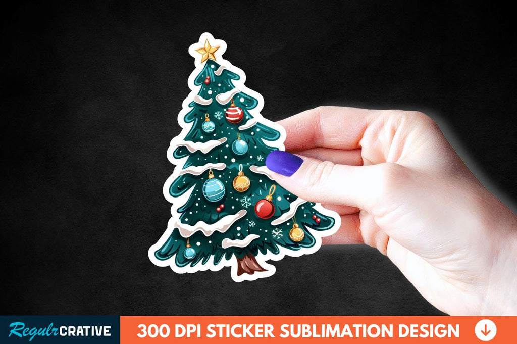 Christmas Tree Shape Sticker Clipart - So Fontsy