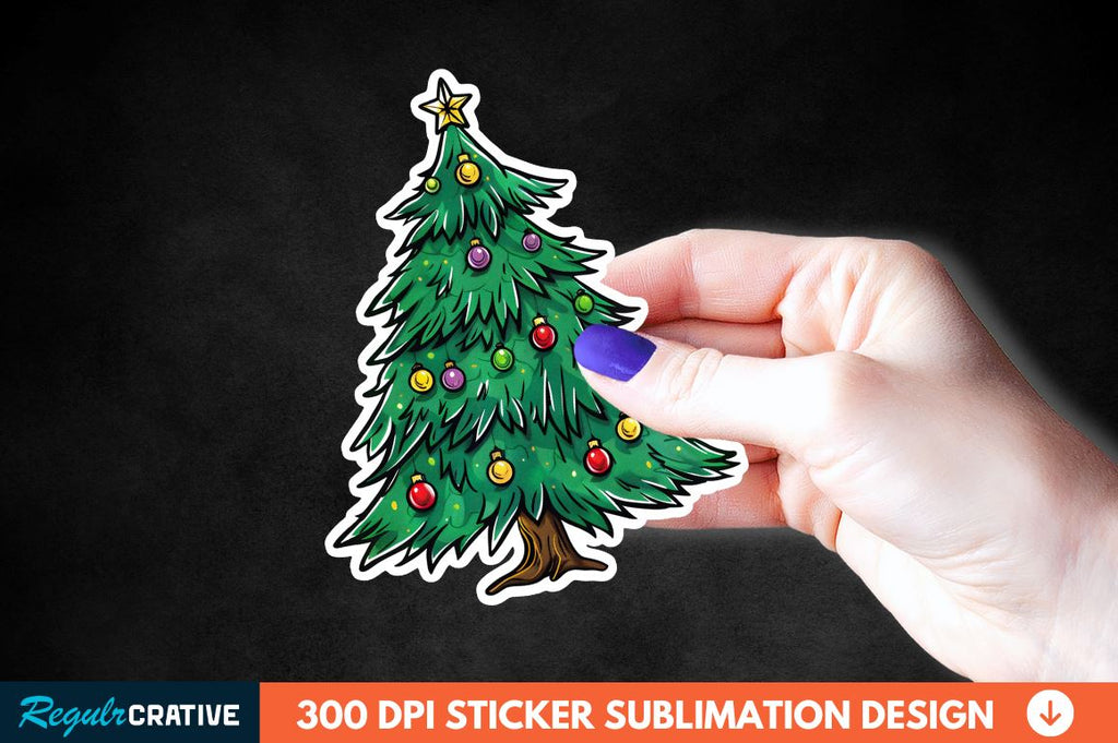 Christmas Tree Shape Sticker Clipart - So Fontsy