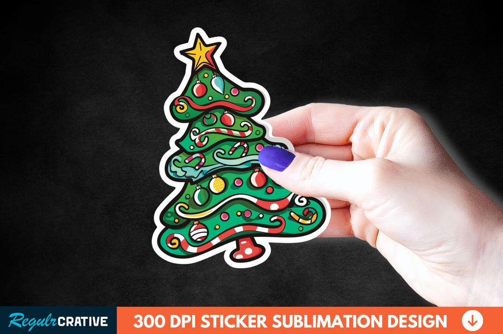 Christmas Tree Shape Sticker Clipart - So Fontsy