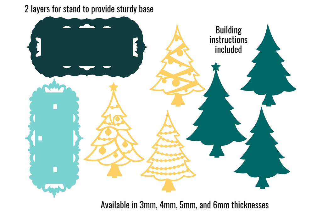 Christmas Trees on Stand 3D laser cut files - So Fontsy