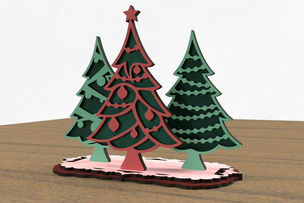 Christmas Trees on Stand 3D laser cut files - So Fontsy