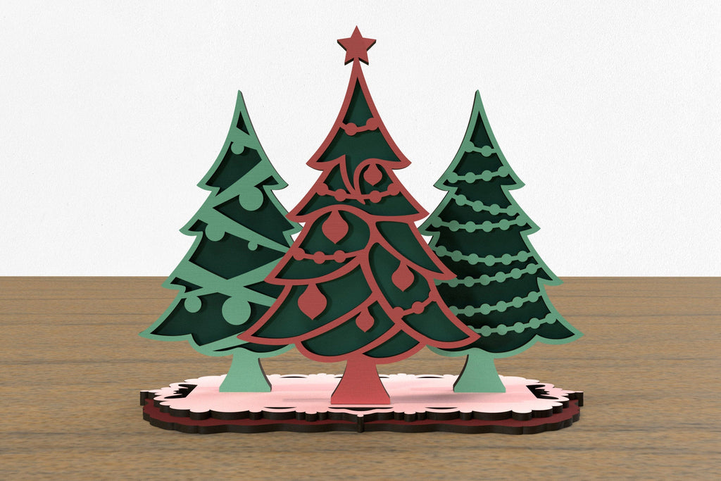 Christmas Trees on Stand 3D laser cut files - So Fontsy