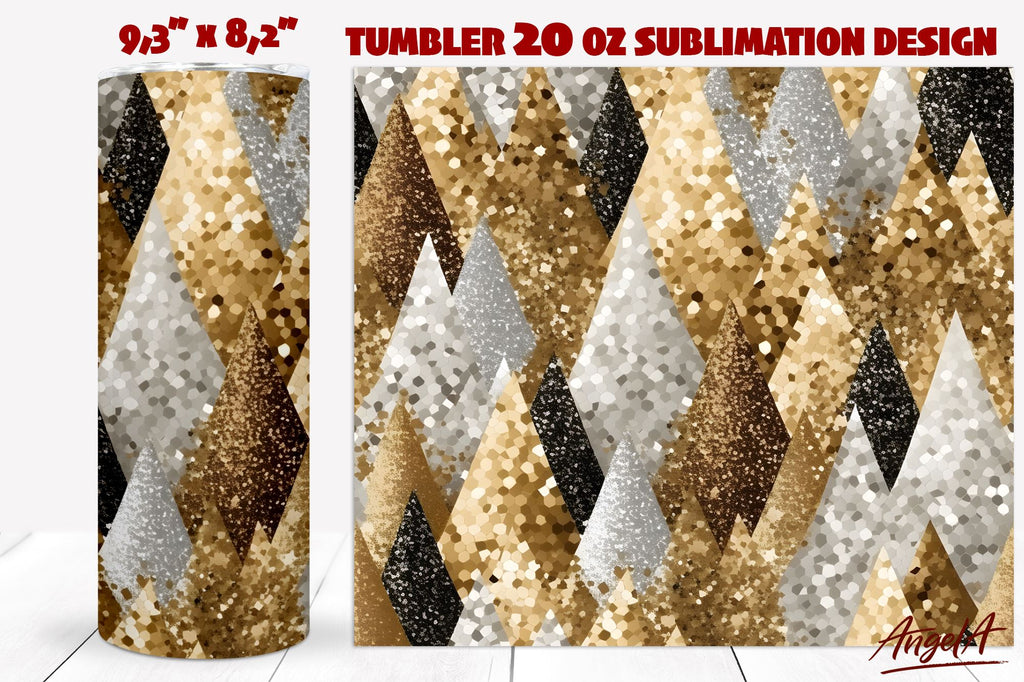 Christmas Tumbler sublimation, gold silver texture PNG - So Fontsy